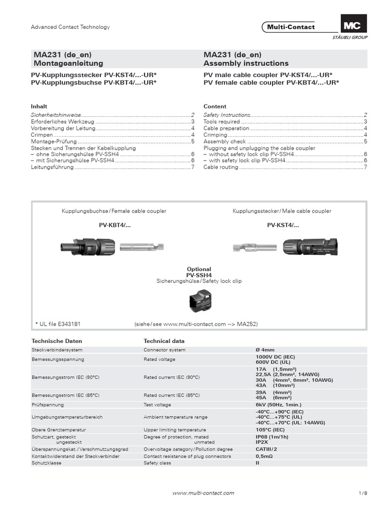 MC4 Coupler Assembly Manual | PDF