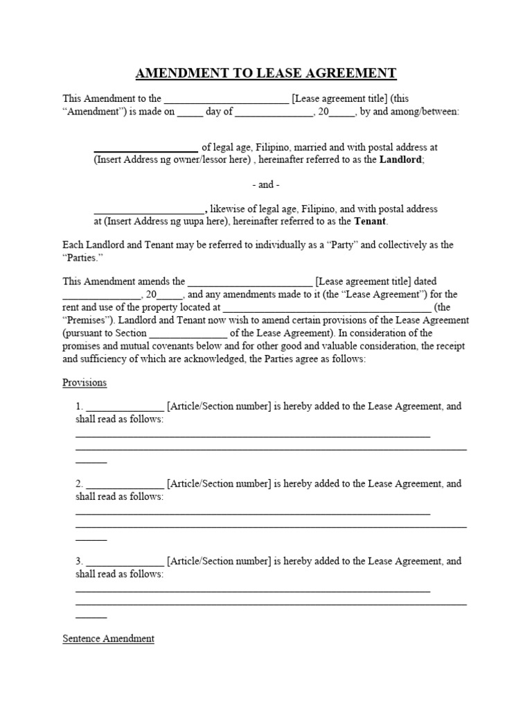 Amendment To Lease Agreement | Download Free PDF | Lease | Leasehold Estate