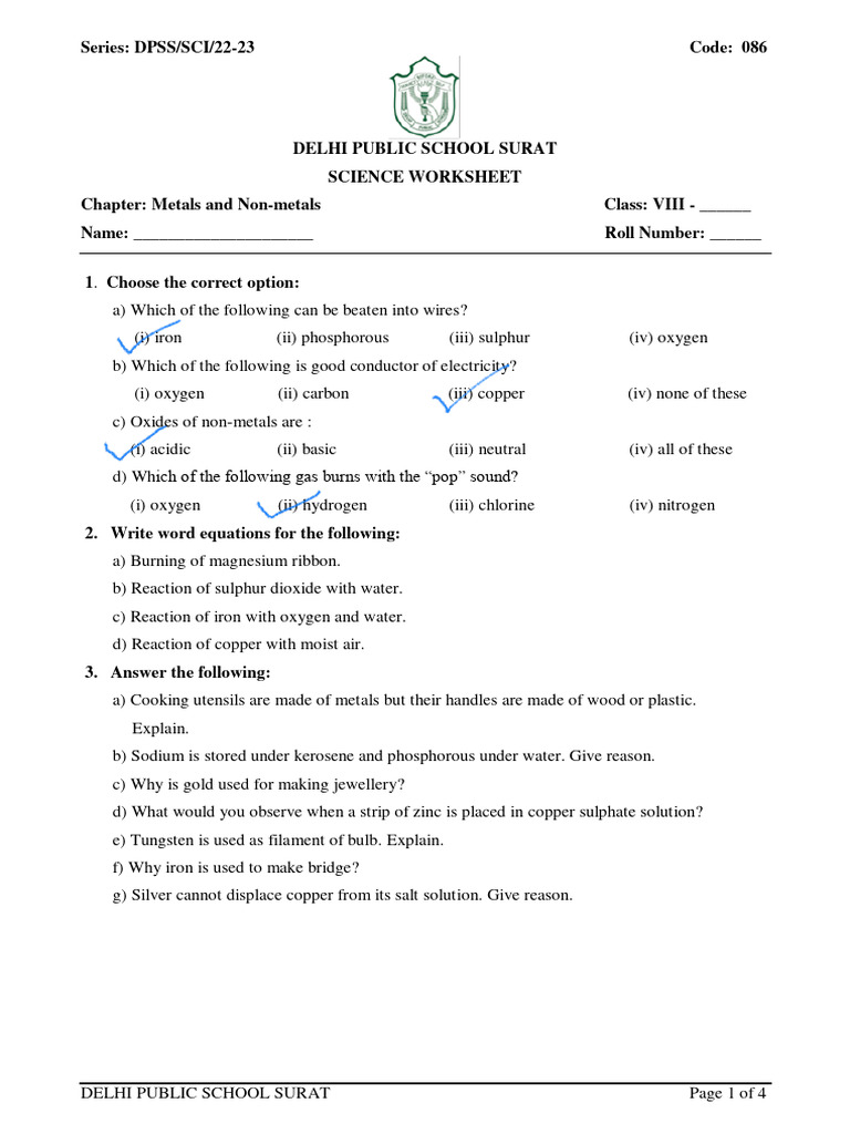 STD 8 CH 4 Metals & Non Metals WK & Extra Notes | PDF | Atoms | Atomic ... STD 8 CH 4 Metals & Non Metals WK & Extra Notes | PDF | Atoms | Atomic ...