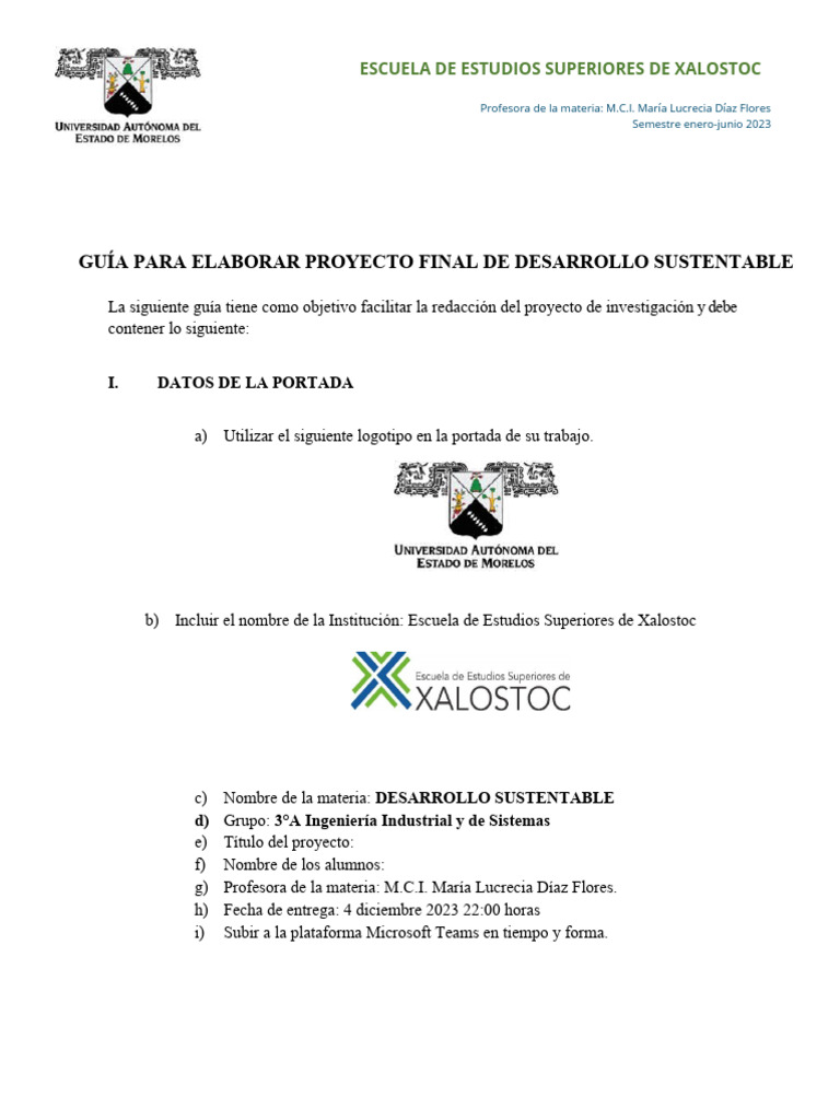 Guía Proyecto Final Desarrollo Sustentable | PDF | Arte
