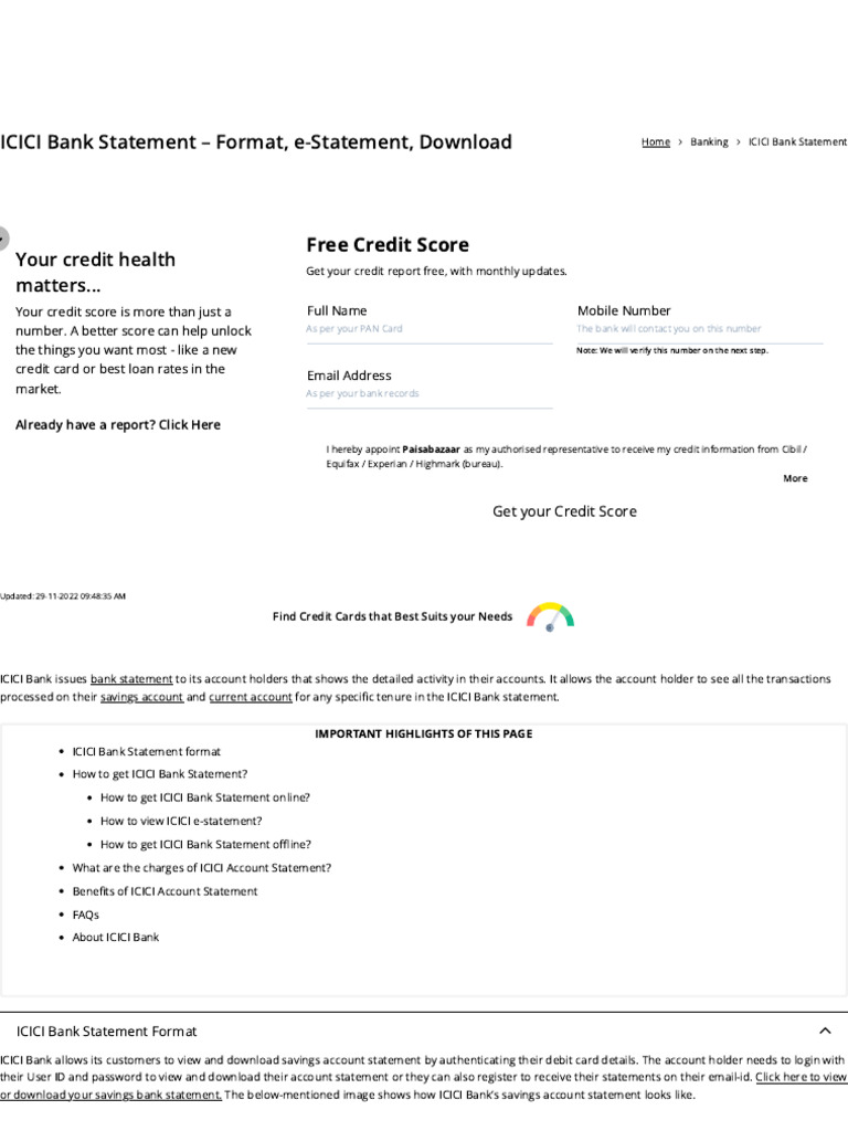 ICICI Bank Statement Guide and Formats | PDF | Credit Card | Banks