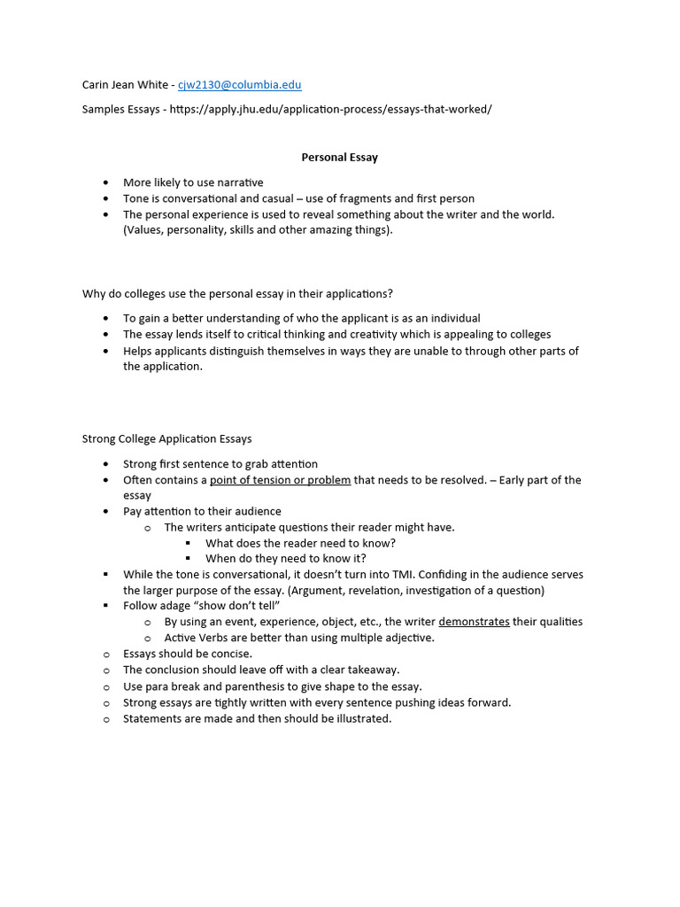 How to write a College App | PDF | Essays | Human Communication