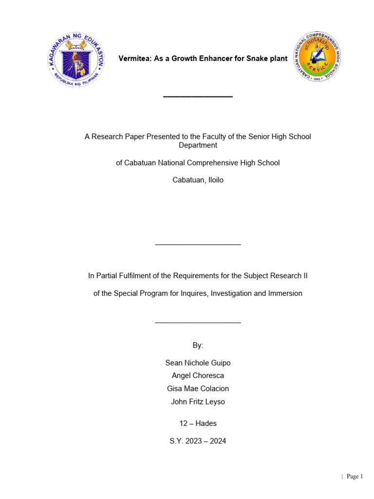 Vermitea As A Growth Enhancer For Snake Plant | PDF | Compost | Plants