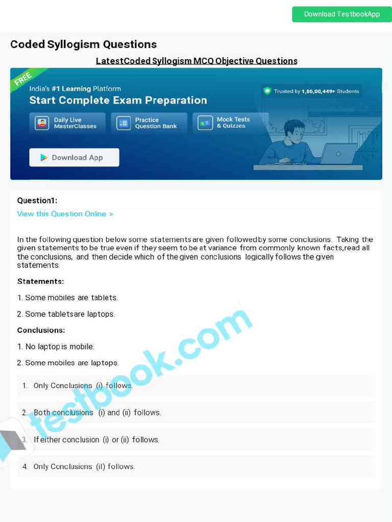MCQ On Coded Syllogism 5eea6a0e39140f30f369e4bd | PDF