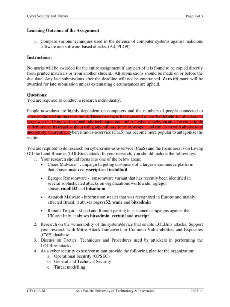 CaaS Assignment2 | PDF | Cyberwarfare | Security