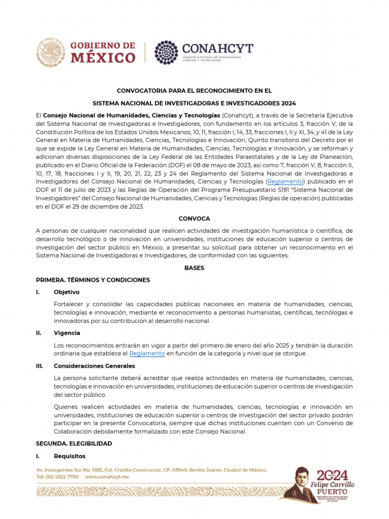 Convocatoria para El Reconocimiento en El Snii 2024 | PDF | Educación ...
