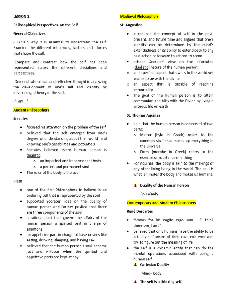 Uts Reviewer | PDF | Experience | Philosophy Of Self