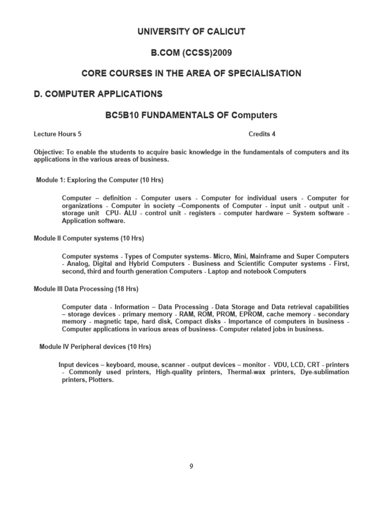 Bcomccss2009computer Application | PDF | Computer Data Storage | Databases