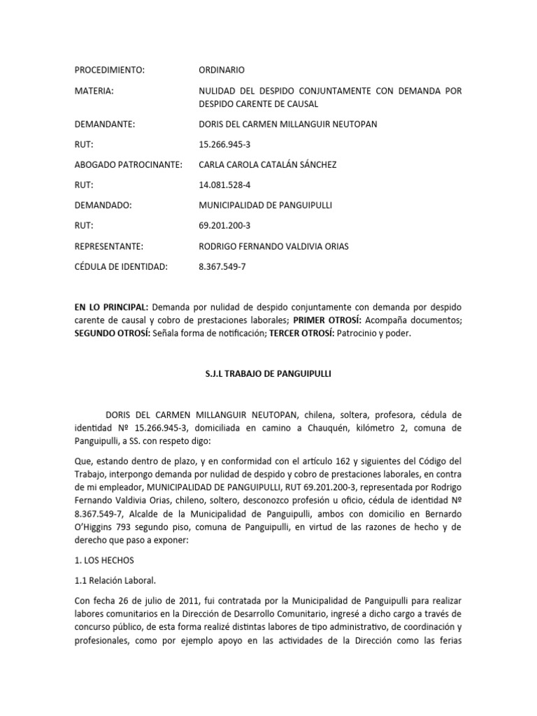 modelo demanda laboral | PDF | Derecho laboral | Justicia