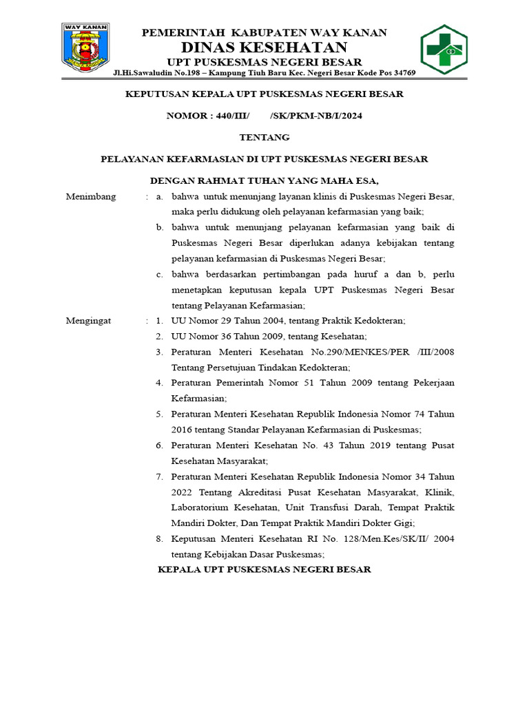 Sk Pelayanan Kefarmasian Pdf