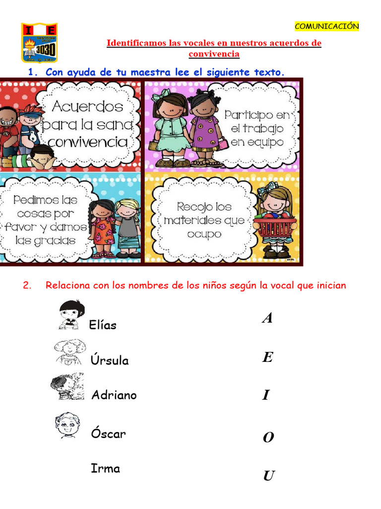 Las 5 Vocales (2) Lunes 18 de Marzo 24 | PDF