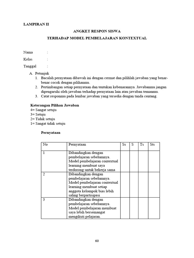 Angket Respon Siswa | PDF | Kesehatan Holistik