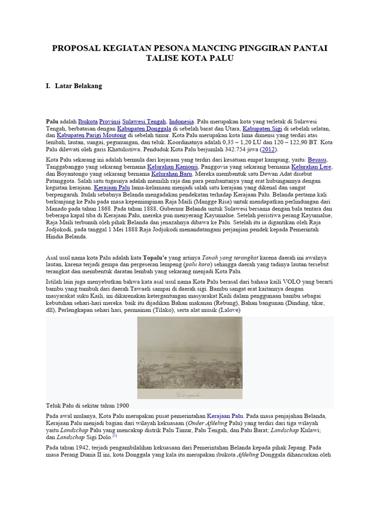 Proposal Kegiatan Pesona Mancing Pinggiran Pantai Talise Kota Palu Palu ...