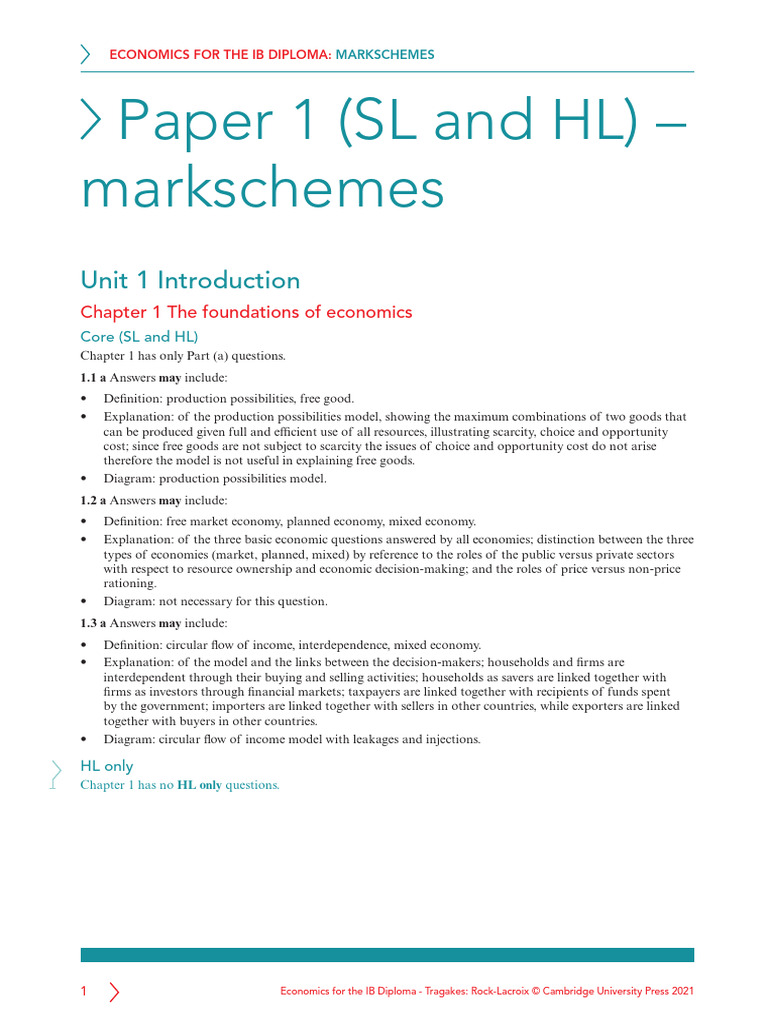 IB Economics Teacher Resource 3ed Paper 1 Answers | PDF | Inflation ...