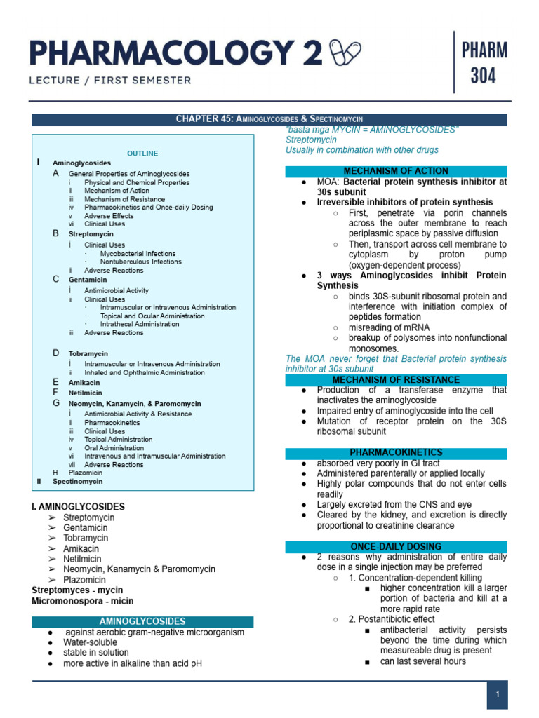 Aminoglycosides Overview | PDF | Medical Specialties | Drugs