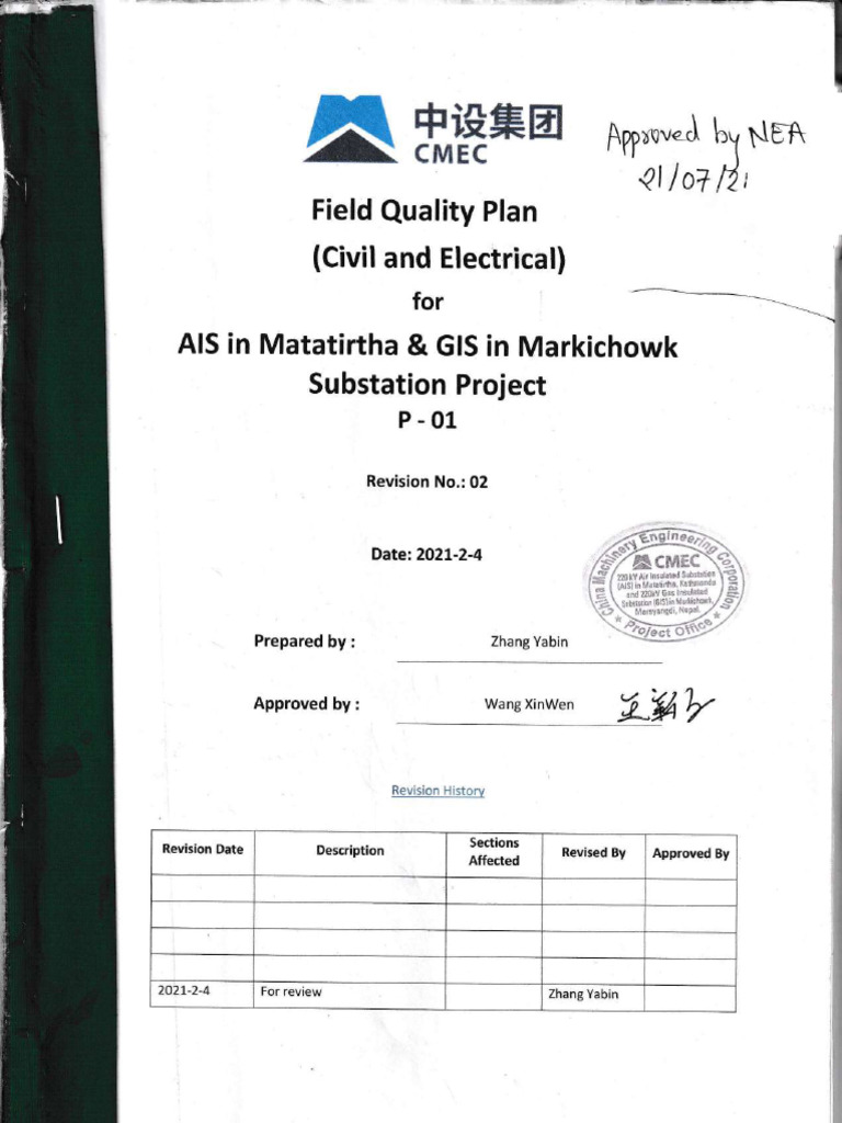 Field Quality Plan - Mata | PDF | Civil Engineering | Materials