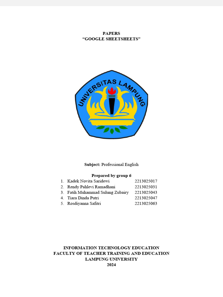 SPREADSHEET KELOMPOK 6. BAHASA INGGRIS PROFESI - Id.en | PDF ...