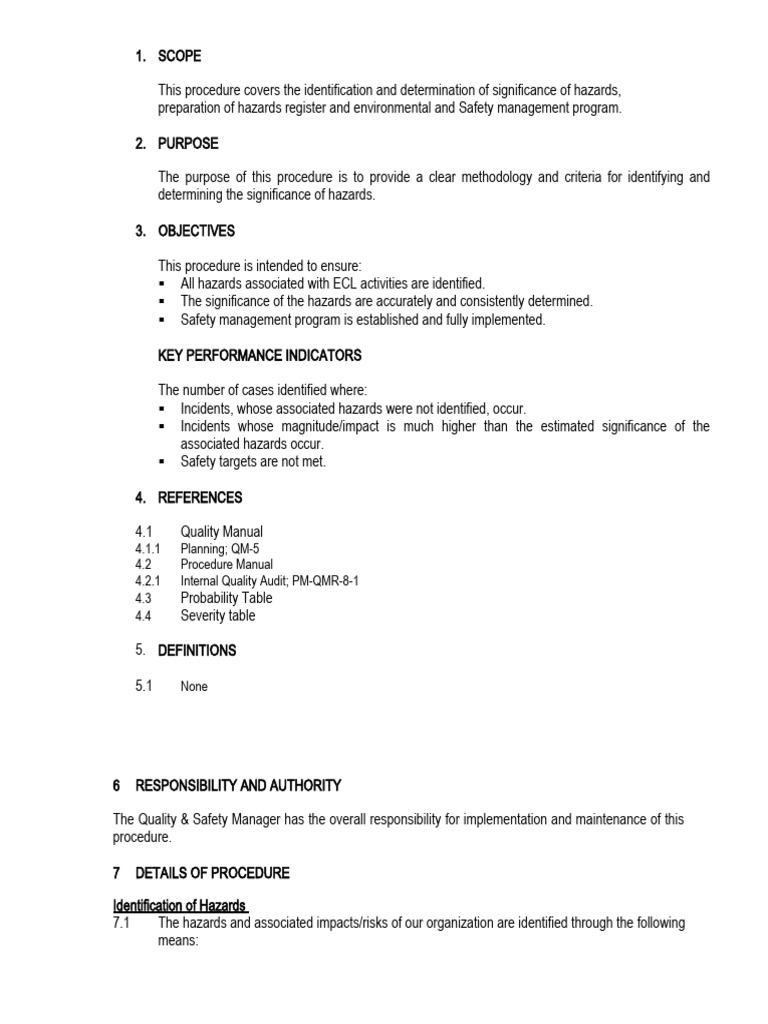 SAF-6-1 Identification & Mitigation of Critical Hazards | PDF | Hazards ...
