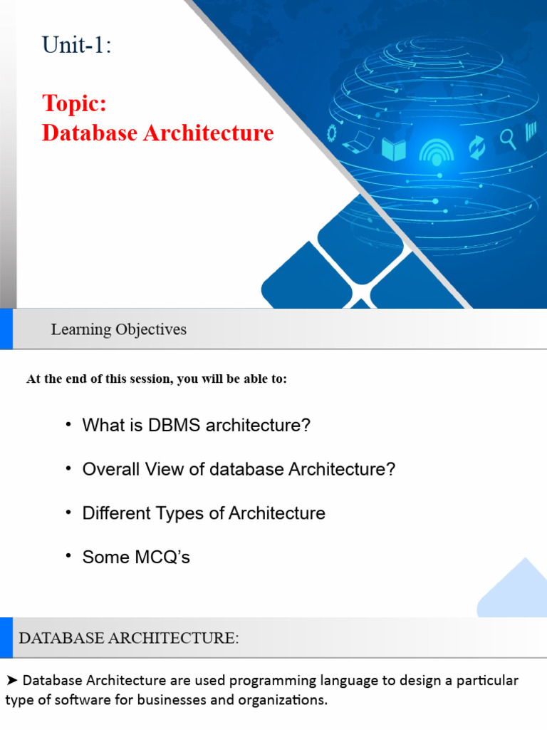 Unit1 - Database Architecture | Download Free PDF | Databases | Client–Server Model