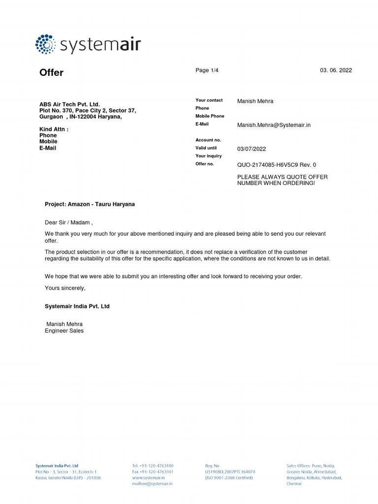 HVAC Equipment Offer | PDF