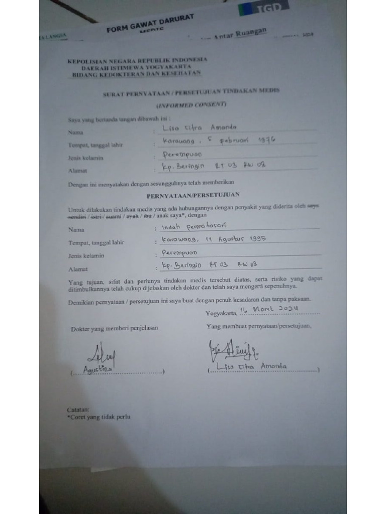 Formulir RM Inform Concent | PDF