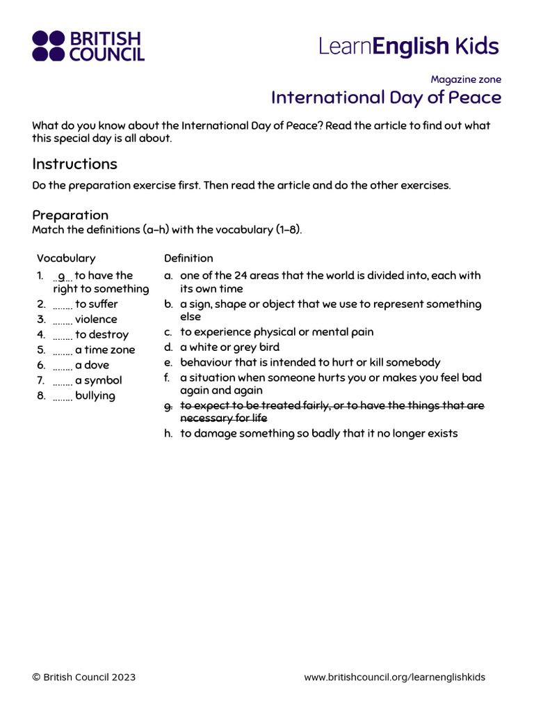 LearnEnglishKids Magazine International Day Peace | PDF | Peace
