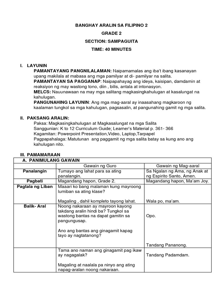 Modico Filipino Lesson Plan | PDF