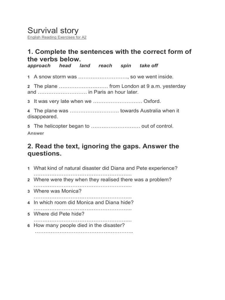 Survival Story | PDF | Linguistics | Grammar