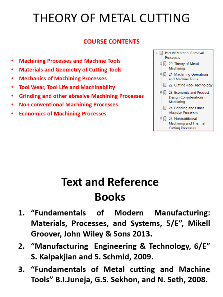 Theory of Metal Cutting: Course Contents | PDF | Machining | Equipment