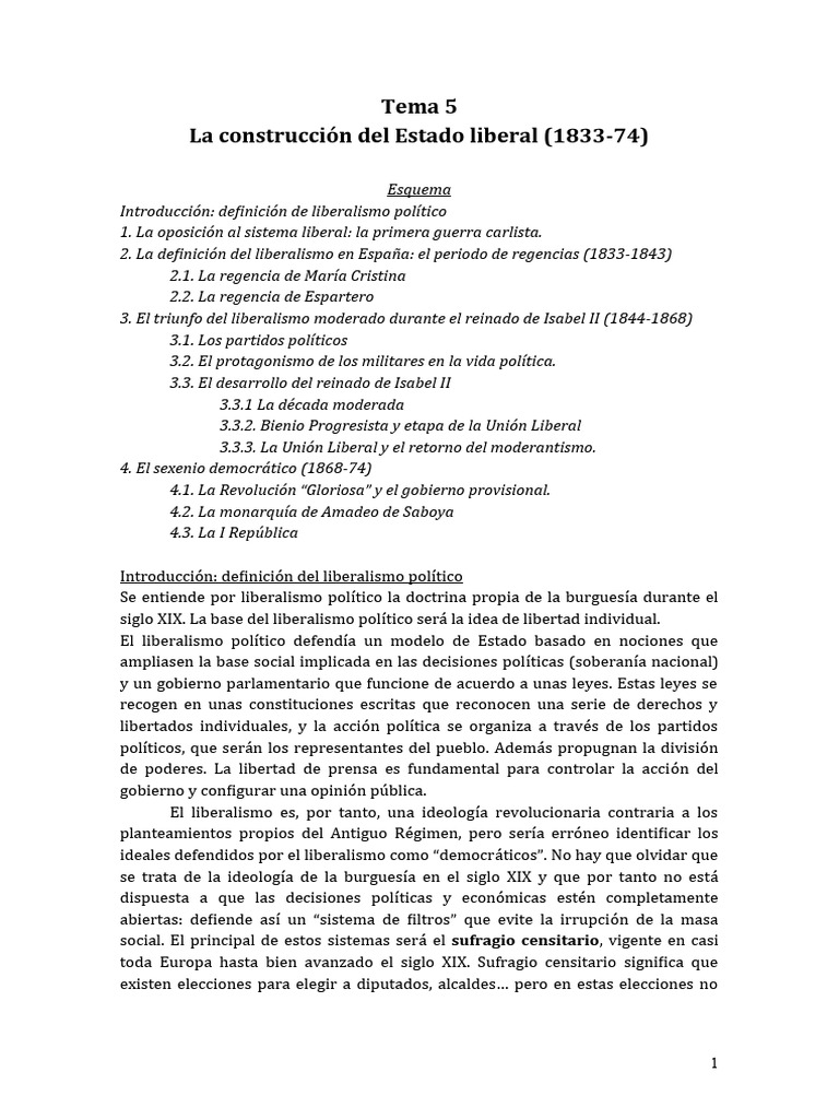La Construccion Del Estado Liberal | PDF | España | Política de españa