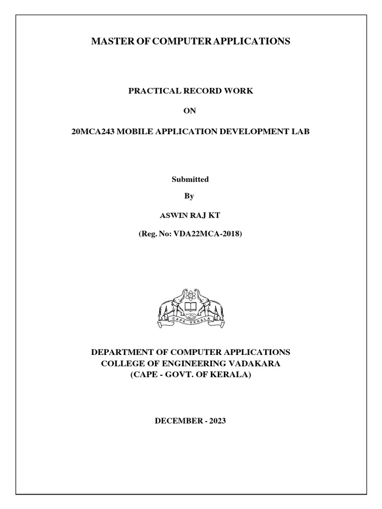 ASWINRAJKT | PDF | Android (Operating System) | Mobile App