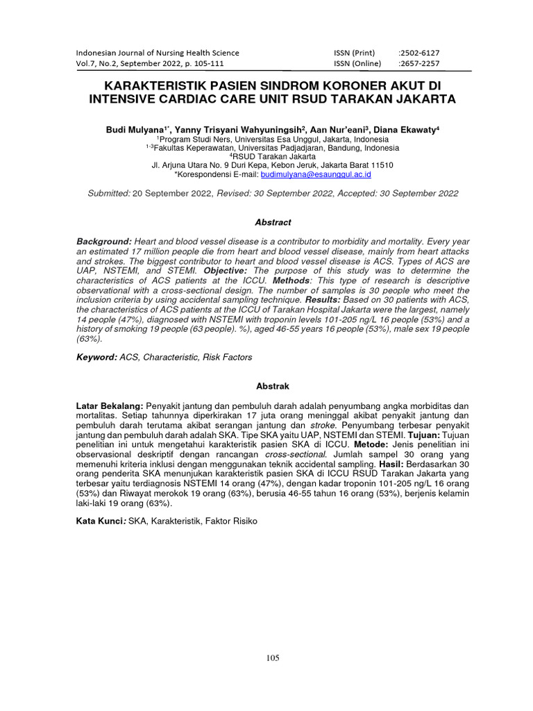 Karakteristik Pasien SKA di ICCU Tarakan | PDF