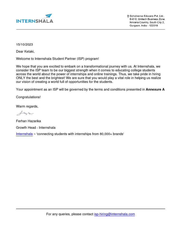 ISP 38 - Joining Letter PDF | PDF | Social Media | Popular Culture ...