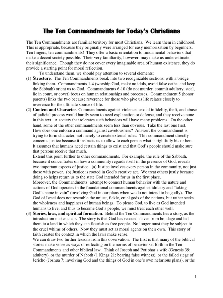 The Ten Commandments For Today S Christians Pdf Ten Commandments God