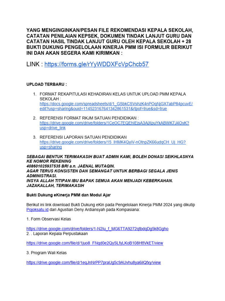Bukti Dukung Ekinerja PMM Dan Perangkat Ajar | PDF