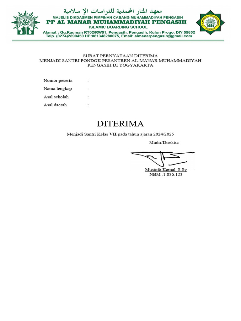 001 Surat Pernyataan Diterima | PDF
