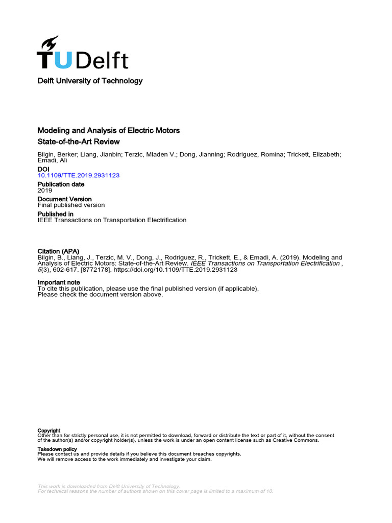 Modeling And Analysis Of Electric Motors State Of The Art Review Pdf Electric Motor Finite
