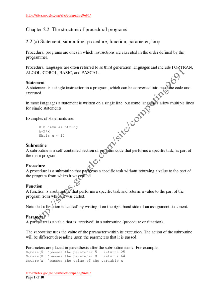 Procedures vs Functions in Programming | PDF | Computer Program | Programming