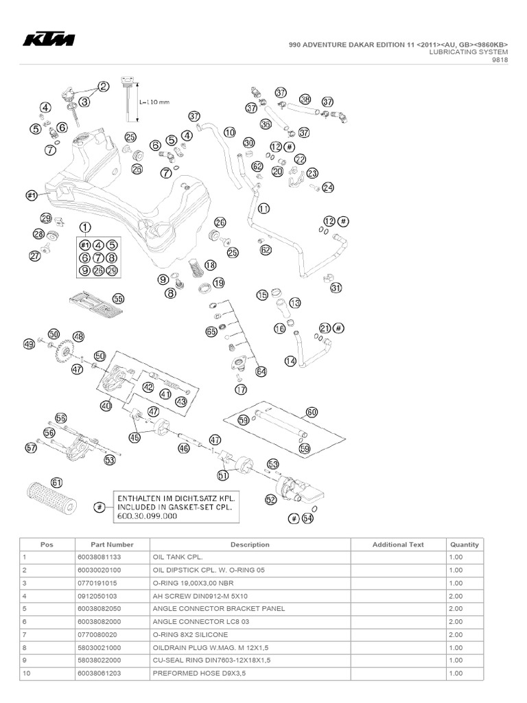 KTM 990 Adv Lub Oil System | PDF | Pump | Mechanical Engineering