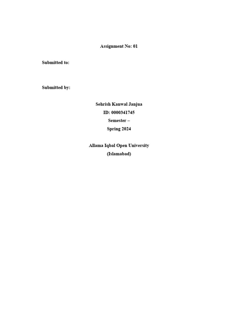 Assignment No: 01 | Download Free PDF | Statistics | Sampling (Statistics)