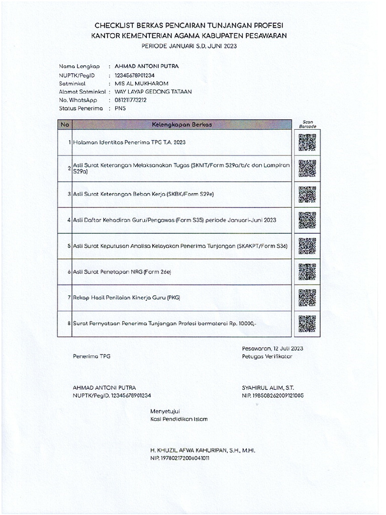 Lembar Checklist | PDF
