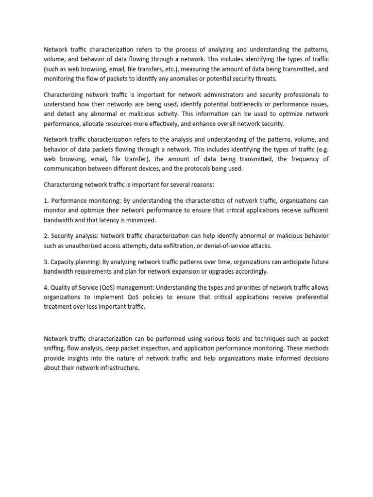 Network Traffic Characterization | PDF | Computer Network | Quality Of Service