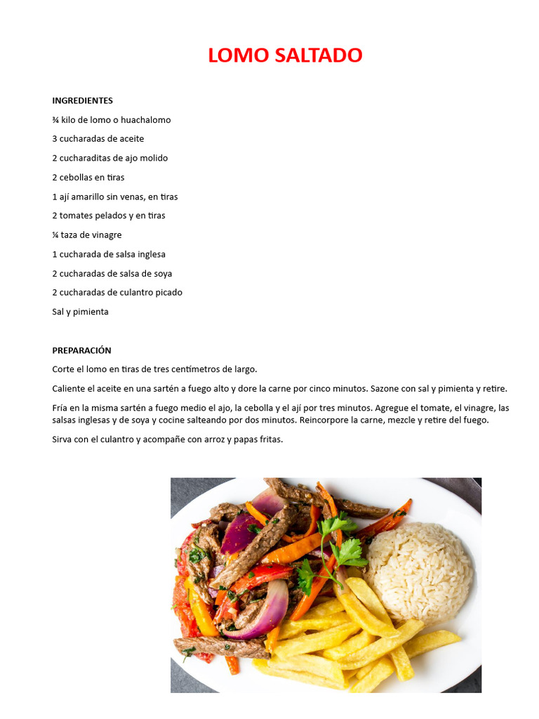 Lomo Saltado Receta | PDF