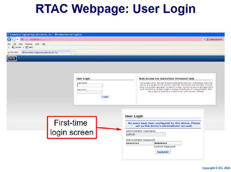 SEL RTAC Webpage User Login | PDF