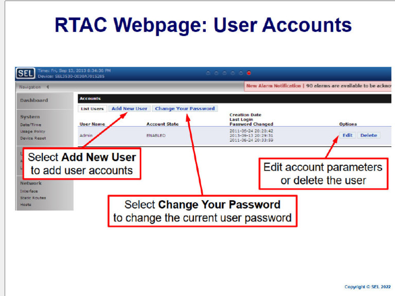 SEL RTAC User Accounts | PDF