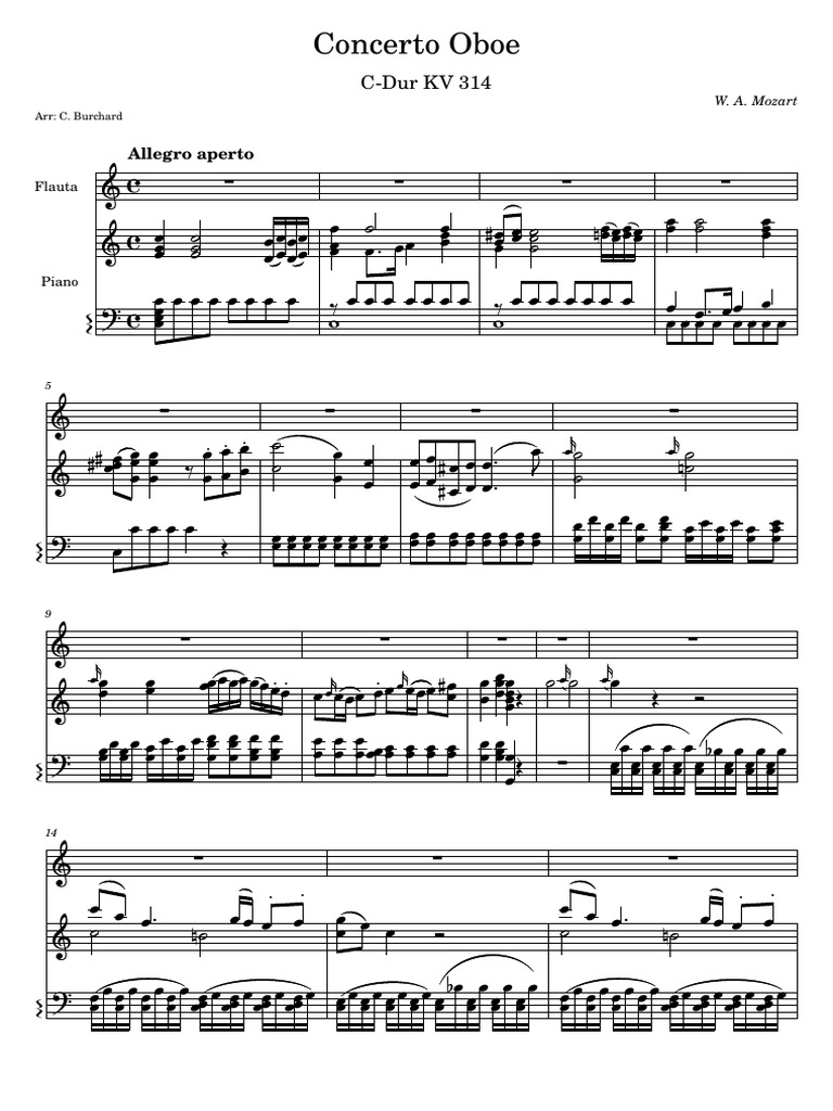 Oboe Concerto in C Major W A Mozart Recorder | PDF | Compositions ...