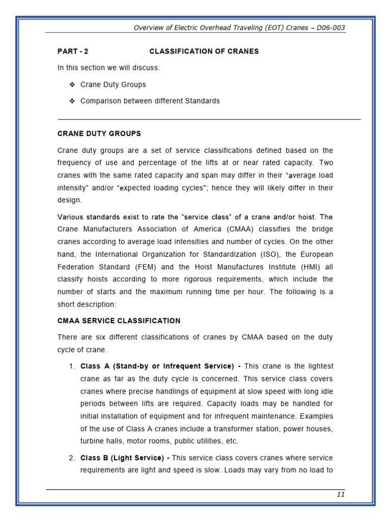 Crane Duty Classifications Explained | PDF | Computers | Technology ...