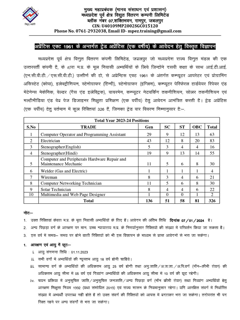 Apprentice Advertisement 2023 24 | PDF | Science & Mathematics | Computers