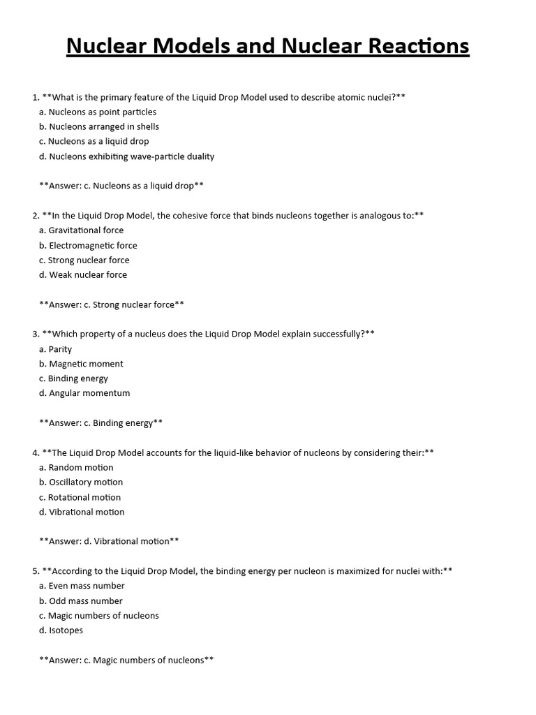 Nuclear Models and Reactions Overview | PDF | Nuclear Reaction ...