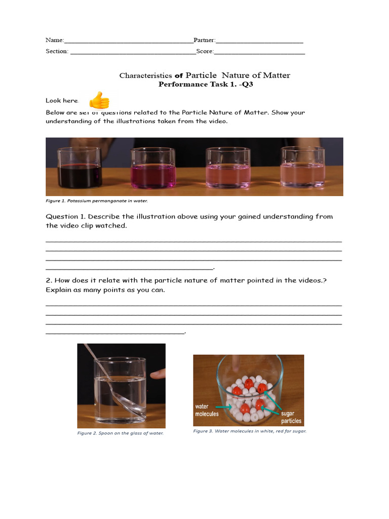 TASK 1 PARTICLE Nature of Matter. 1 | PDF | Matter | Water